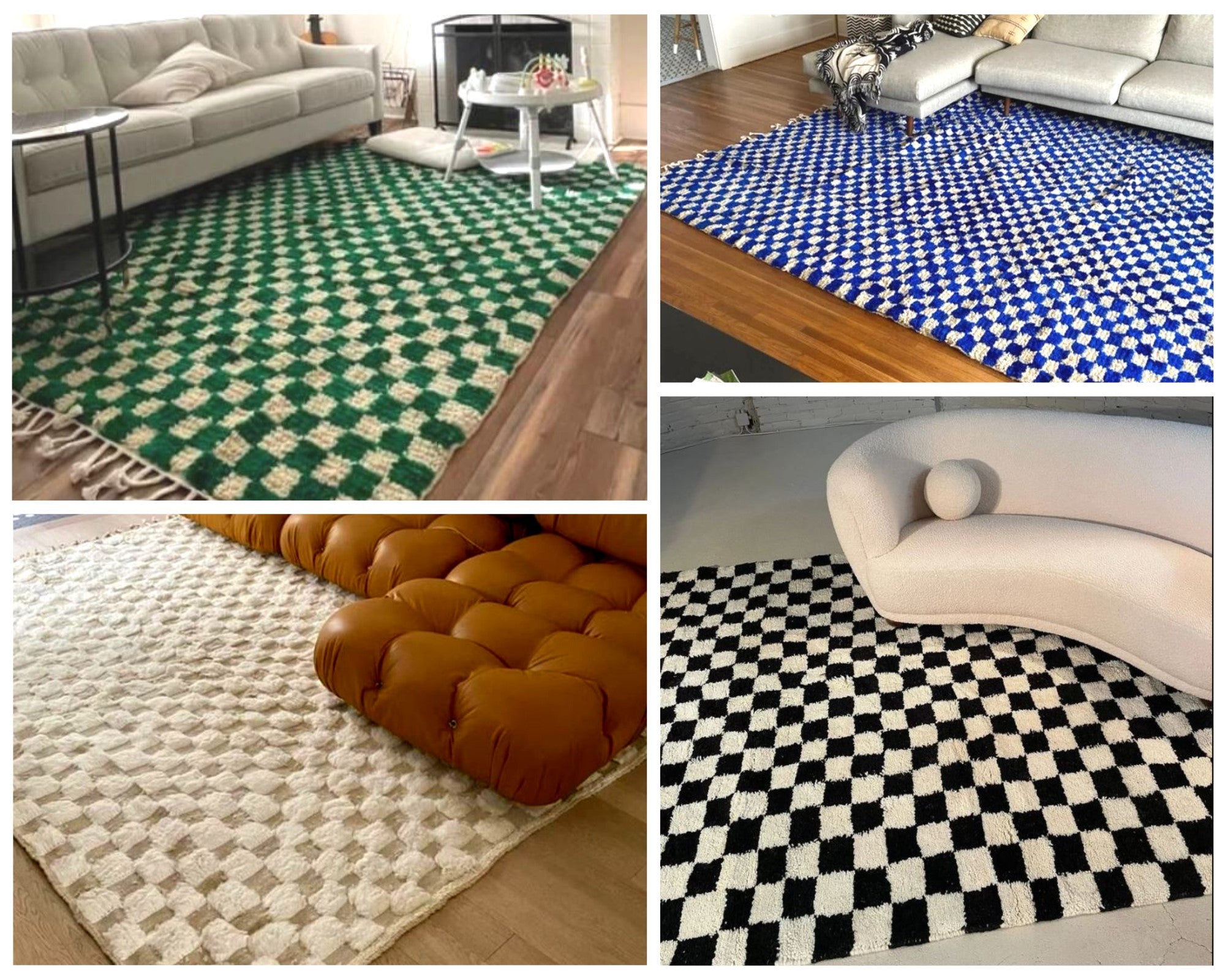 Checkered Wool Rugs | Shop Handmade Moroccan Carpets Online | Get 10% ...