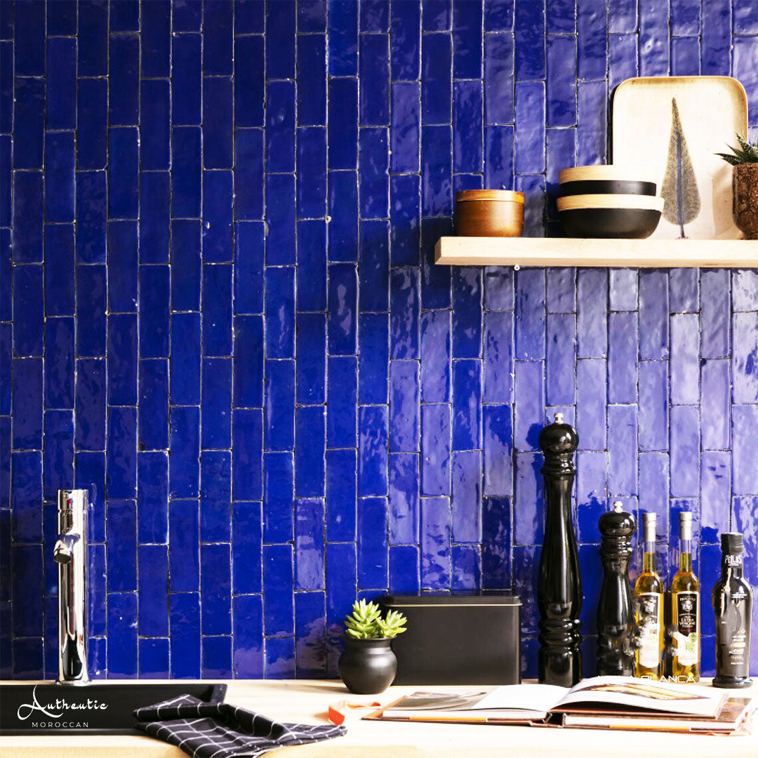 Bejmat Rectangular Tiles, Indigo Blue – Authentic Moroccan Ltd