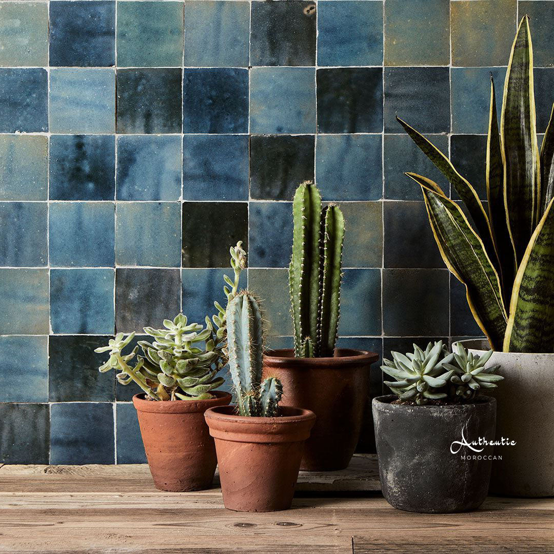 Square Zellige Tiles, Blue Jeans – Authentic Moroccan Ltd