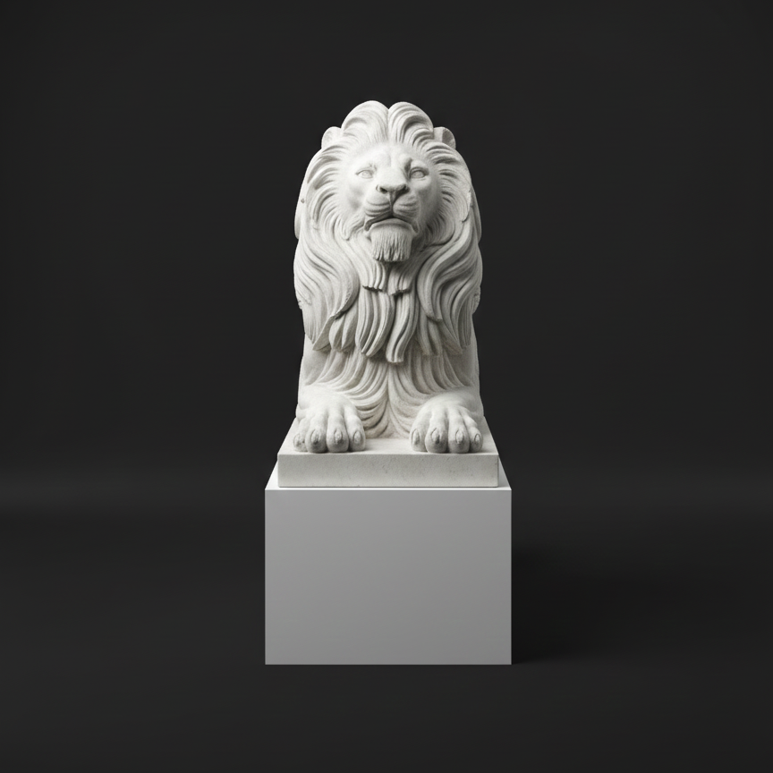 Imperial Hand-Carved Moroccan Marble Lion Statue – Majestic Guardian D ...