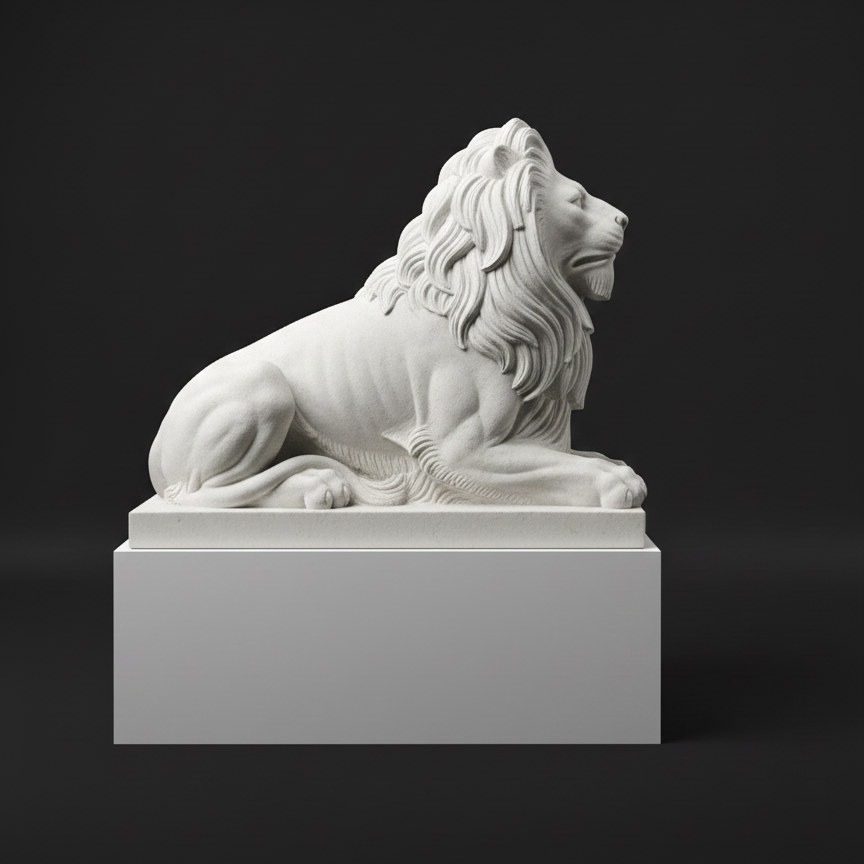 Imperial Hand-Carved Moroccan Marble Lion Statue – Majestic Guardian D ...