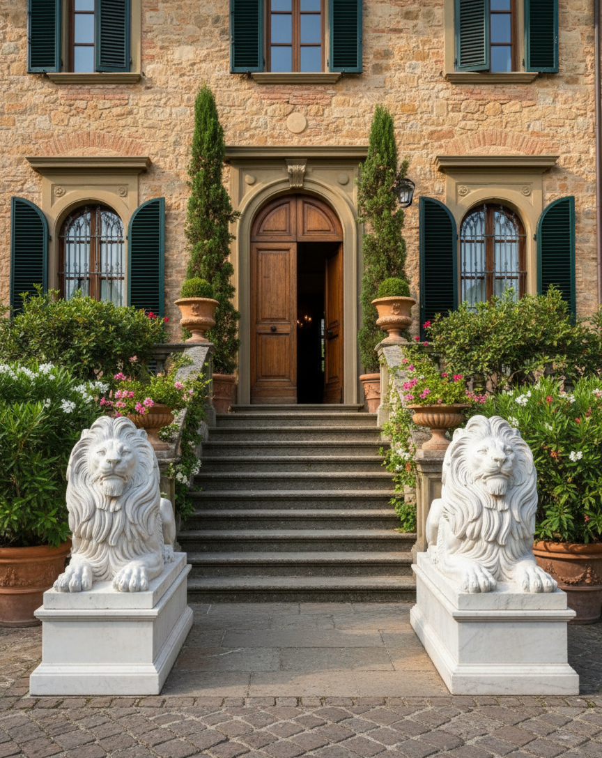 Imperial Hand-Carved Moroccan Marble Lion Statue – Majestic Guardian D ...