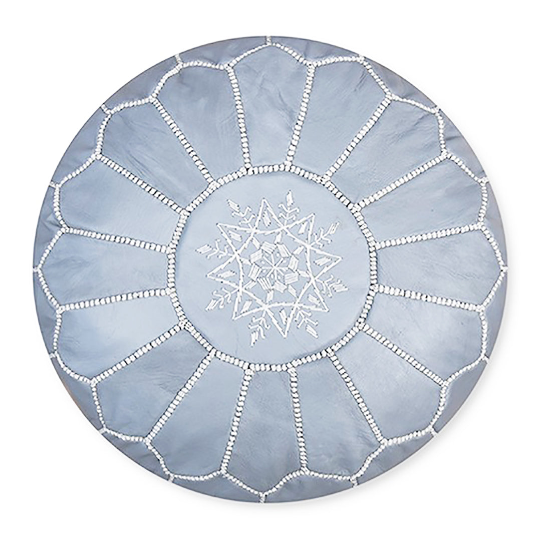 Light Grey Leather Pouffe | Grey Moroccan Ottoman | Buy Online ...